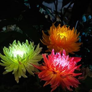 xincankun 4 pack outdoor solar lights, solar garden lights with 4 bigger chrysanthemum flowers, waterproof outdoor lights – bigger solar panel for garden patio yard pathway (4 pack white)