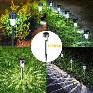 Outdoor Solar Waterproof Path Lights 12 Pack LED Stainless Steel Landscape Lights Patio Lawn Lighting Channel Automatic On/Off For Yard Driveway Garden Patio Sidewalk Park Christmas Decorative Lights