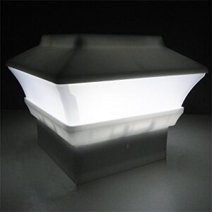 iGlow 4 Pack White Outdoor Garden 4 x 4 Solar LED Post Deck Cap Square Fence Light Landscape Lamp Lawn PVC Vinyl Plastic