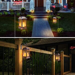 TomCare Solar Lights Outdoor Flickering Flameless Metal Solar Lantern Outdoor Hanging Decorative Candle Lanterns Heavy Duty Waterproof Umbrella Decorations Lighting for Patio Garden Deck Yard, 2 Pack