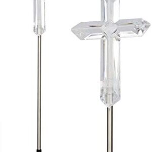 JAYXC HOME Set of 2 Clear Acrylic Cross Solar Garden Yard Landscape Path Stick LED Lights