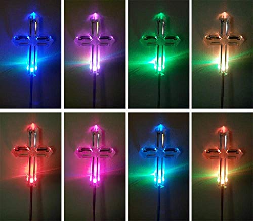 JAYXC HOME Set of 2 Clear Acrylic Cross Solar Garden Yard Landscape Path Stick LED Lights