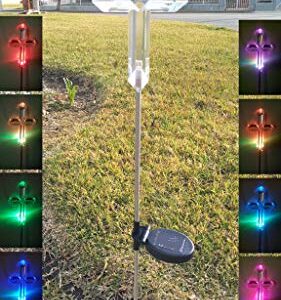 JAYXC HOME Set of 2 Clear Acrylic Cross Solar Garden Yard Landscape Path Stick LED Lights