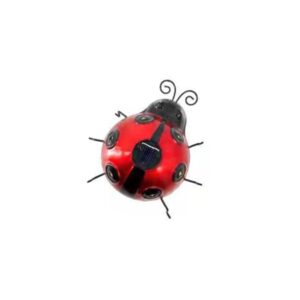 amzstar solar outdoor garden light with solar lamp ladybug garden decoration metal waterproof led garden light, garden statue lawn ornament for outdoor garden walkway decoration (red)