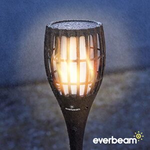 Everbeam P1 Solar Torch Light with Flickering Flame - Our Waterproof Outdoor Solar Tiki Torches Come Equipped with 96 LED Bulbs That Create A Stunning Realistic Fire Effect - 1 Pack