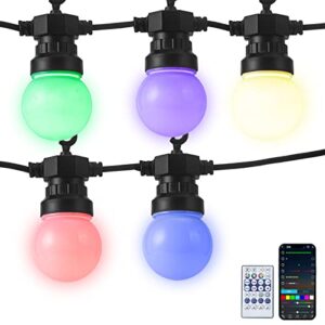 Omgomne Outdoor String Lights with APP Control,40FT(30+10) Smart Patio Lights RGB Hanging String Lights with 10 LED Bulbs for Outside Party Garden Backyard IP65 Waterproof