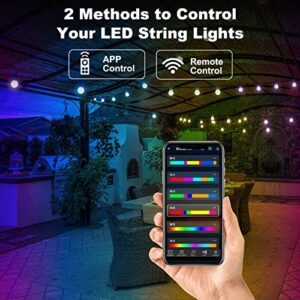 Omgomne Outdoor String Lights with APP Control,40FT(30+10) Smart Patio Lights RGB Hanging String Lights with 10 LED Bulbs for Outside Party Garden Backyard IP65 Waterproof