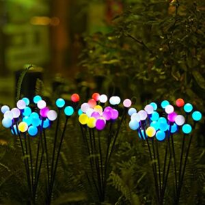 WZUZUD 2PCS Solar Starburst Swaying Garden Light,Solar Powered Firefly Lights Outdoor Waterproof,Swaying Decorative String Lights When The Wind Blows (2PCS)