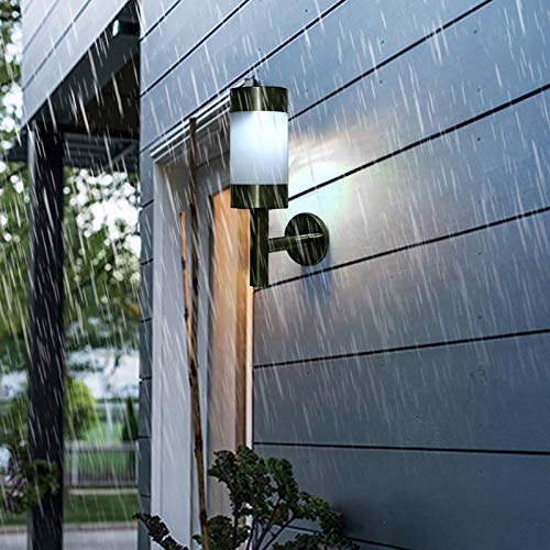 DaMohony 2pcs Stainless Steel LED Solar Power Wall Mount Light Outdoor Garden Yard Sensor Lamp