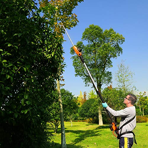 GARCARE Hedge Trimmers Cordless with Battery - Pole Hedge Trimmer with 20V 4.0Ah Li-Ion Battery & Quick Charger, 450mm Laser Cut Blade, 2.5M Pruning Saw & Garden Shears Included