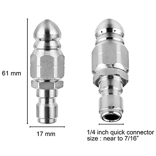 RIDGE WASHER Sewer Jetter Nozzle for Pressure Washer Drain Jetting Hose, 1/4'' Quick Connect, 5000 PSI