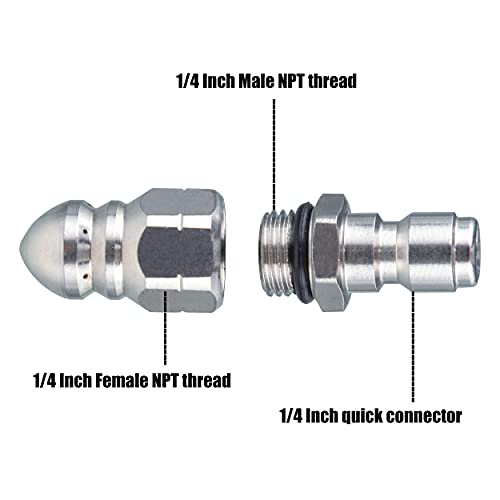 RIDGE WASHER Sewer Jetter Nozzle for Pressure Washer Drain Jetting Hose, 1/4'' Quick Connect, 5000 PSI