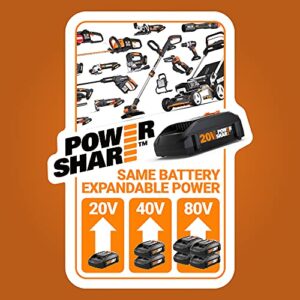 WORX 20V Cordless Jobsite Blower WX094L Compact Leaf Blower for Jobsite Garage Yards，2.0Ah Battery & Charger Included