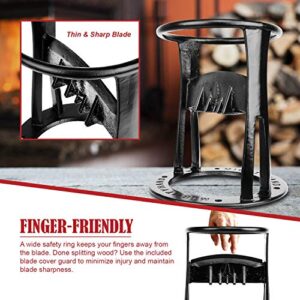 Mighty Hand Kindling Splitter XL, Cast Iron Firewood Cutter | Quick & Sturdy 9”-Dia. Log Splitter, Manual Use for Home, Campsite & More