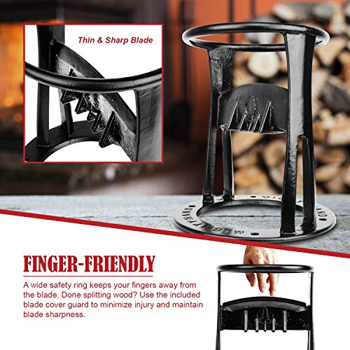 Mighty Hand Kindling Splitter XL, Cast Iron Firewood Cutter | Quick & Sturdy 9”-Dia. Log Splitter, Manual Use for Home, Campsite & More