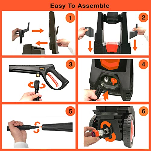 PowRyte Electric Pressure Washer with Hose Reel, Foam Cannon, 4 Different Pressure Tips, Power Washer, 3800 PSI 2.4 GPM