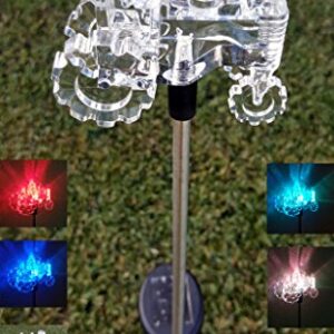 Ntertainment House Solar Garden Stake Lights with Color Changing LED or Regular White LED Landscape Path Lights (Set of 2) (Tractor)