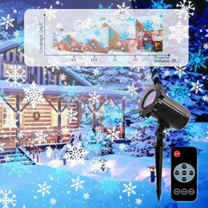 Christmas Snowflake Projector Lights Outdoor Indoor Snow Storm Waterproof LED Snowfall Projection Lamp for Christmas Theme Party Holiday Halloween Home Birthday Party Holiday Garden Decoration