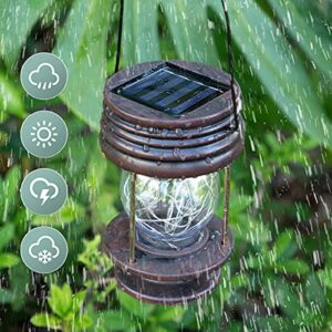 Solar Lanterns Outdoor Hanging - 2 Pack Waterproof Landscape Lights Solar Table Lamps with Retro Design, Warm LEDs Fairy Lights for Indoor Tabletop Patio, Garden, Yard, and Pathway Decoration