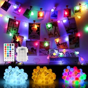 aloveco led string lights 16ft 50 led battery operated string lights color changing with remote waterproof globe starry fairy lights for outdoor indoor bedroom garden christmas halloween party(rgb)