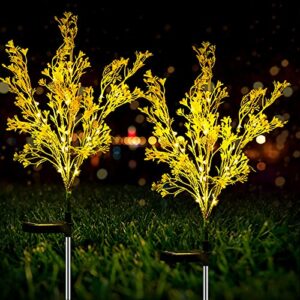 neporal solar-garden-lights-outdoor-decorative, solar flowers lights garden lights solar powered ip65 waterproof fiber optic solar garden stake lights for yard patio garden pathway 2 pack