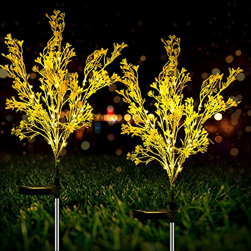 Neporal Solar-Garden-Lights-Outdoor-Decorative, Solar Flowers Lights Garden Lights Solar Powered IP65 Waterproof Fiber Optic Solar Garden Stake Lights for Yard Patio Garden Pathway 2 Pack