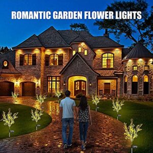 Neporal Solar-Garden-Lights-Outdoor-Decorative, Solar Flowers Lights Garden Lights Solar Powered IP65 Waterproof Fiber Optic Solar Garden Stake Lights for Yard Patio Garden Pathway 2 Pack