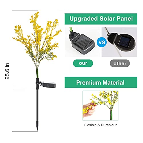 Neporal Solar-Garden-Lights-Outdoor-Decorative, Solar Flowers Lights Garden Lights Solar Powered IP65 Waterproof Fiber Optic Solar Garden Stake Lights for Yard Patio Garden Pathway 2 Pack