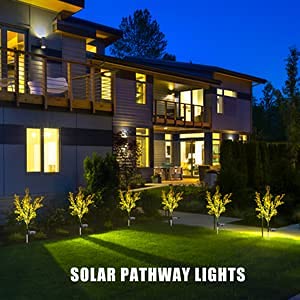 Neporal Solar-Garden-Lights-Outdoor-Decorative, Solar Flowers Lights Garden Lights Solar Powered IP65 Waterproof Fiber Optic Solar Garden Stake Lights for Yard Patio Garden Pathway 2 Pack