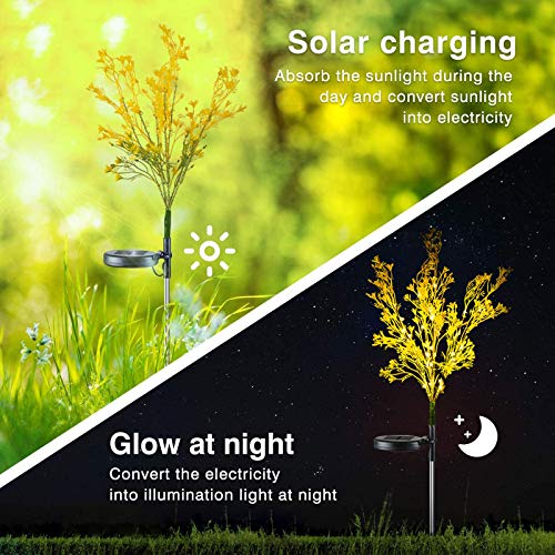 Neporal Solar-Garden-Lights-Outdoor-Decorative, Solar Flowers Lights Garden Lights Solar Powered IP65 Waterproof Fiber Optic Solar Garden Stake Lights for Yard Patio Garden Pathway 2 Pack