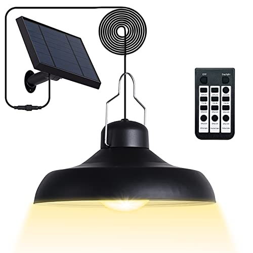 Solar Pendant Light Outdoor - Solar Shed Lights Indoor 3000K|4500K|6500K| with Remote Control Solar Outdoor Lights,IP65 Waterproof Solar Indoor Lights for Garden,Chicken Coop,Gazebo,Barn