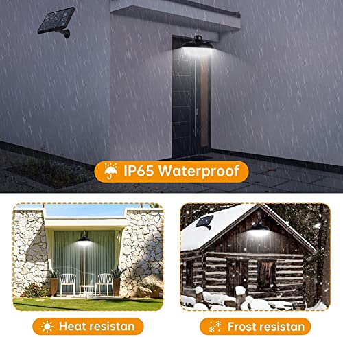 Solar Pendant Light Outdoor - Solar Shed Lights Indoor 3000K|4500K|6500K| with Remote Control Solar Outdoor Lights,IP65 Waterproof Solar Indoor Lights for Garden,Chicken Coop,Gazebo,Barn