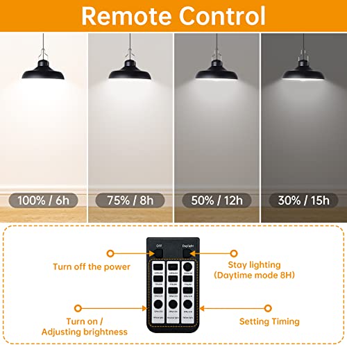 Solar Pendant Light Outdoor - Solar Shed Lights Indoor 3000K|4500K|6500K| with Remote Control Solar Outdoor Lights,IP65 Waterproof Solar Indoor Lights for Garden,Chicken Coop,Gazebo,Barn