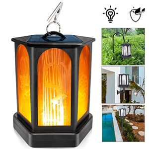 solar lights, outdoor garden hanging lantern, outdoor flickering flame, solar lantern outdoor hanging lanterns decorative, outdoor lighting solar powered waterproof led flame lights for patio garden