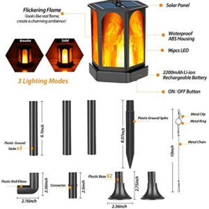 Solar Lights, Outdoor Garden Hanging Lantern, Outdoor Flickering Flame, Solar Lantern Outdoor Hanging Lanterns Decorative, Outdoor Lighting Solar Powered Waterproof LED Flame Lights for Patio Garden