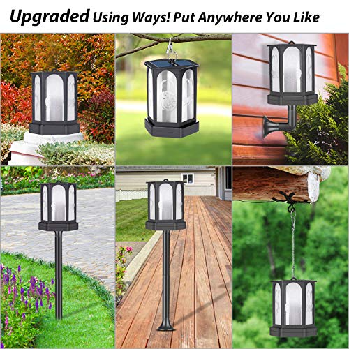 Solar Lights, Outdoor Garden Hanging Lantern, Outdoor Flickering Flame, Solar Lantern Outdoor Hanging Lanterns Decorative, Outdoor Lighting Solar Powered Waterproof LED Flame Lights for Patio Garden