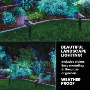 Bell+Howell Bionic Burst Landscape Lights Solar Spot Lights Outdoor Waterproof LED Lights Color Changing Garden Lighting Adjustable Wall Lights Wireless Patio Lights IP67 Waterproof Outdoor Light