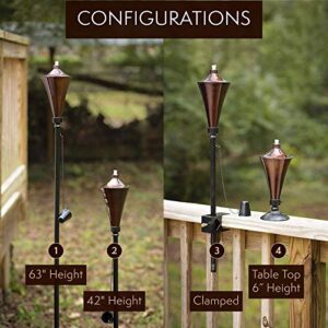 Dusq | 4-in-1 Citronella Mosquito Torch | All Metal Outdoor Torch | Great for Tiki Parties | Can be Used as Tabletop, Deck Rail Mount, or Pole Mount | Uses Any Torch Oil (4-Pack, Caramel)