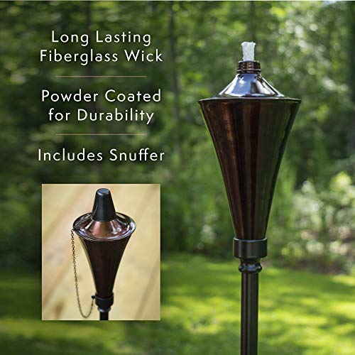 Dusq | 4-in-1 Citronella Mosquito Torch | All Metal Outdoor Torch | Great for Tiki Parties | Can be Used as Tabletop, Deck Rail Mount, or Pole Mount | Uses Any Torch Oil (4-Pack, Caramel)