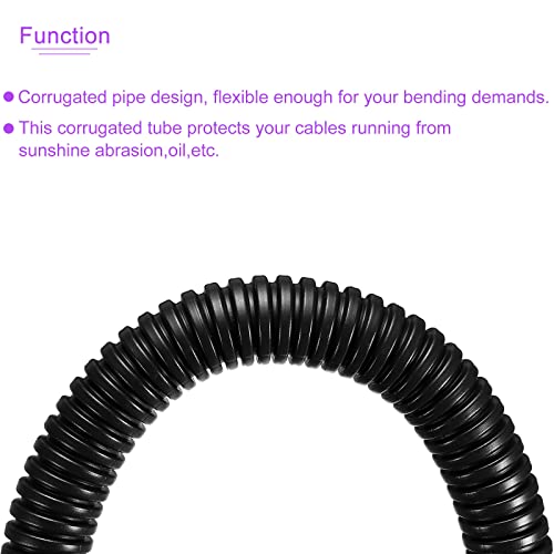 DMiotech 16mmx12mmx3.0m PVC Non-Split Corrugated Tubing Indoor Outdoor Cord Management for Wrap Tidy Office Garden