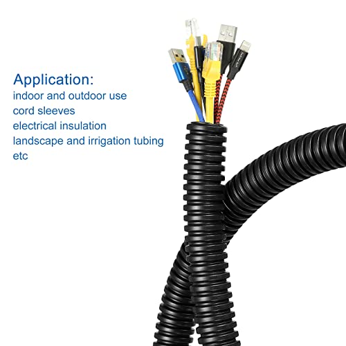 DMiotech 16mmx12mmx3.0m PVC Non-Split Corrugated Tubing Indoor Outdoor Cord Management for Wrap Tidy Office Garden