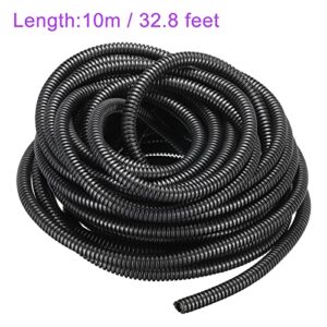 DMiotech 9mmx6mmx10m PP Non-Split Corrugated Tubing Indoor Outdoor Cord Management for Wrap Tidy Office Garden