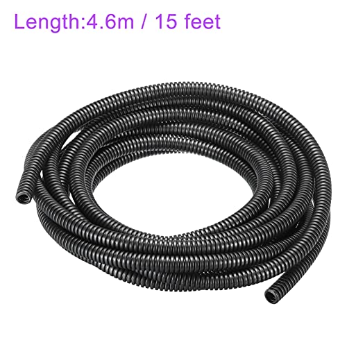 DMiotech 10mmx7mmx4.6m PP Non-Split Corrugated Tubing Indoor Outdoor Cord Management for Wrap Tidy Office Garden