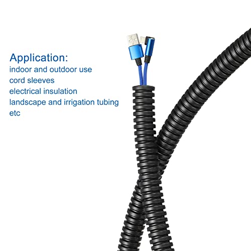 DMiotech 10mmx7mmx4.6m PP Non-Split Corrugated Tubing Indoor Outdoor Cord Management for Wrap Tidy Office Garden