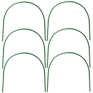 RTWAY Greenhouse Hoops, 6 Pack Plant Support Garden Stakes, Rust-Free Grow Tunnel 4ft Long Steel with Plastic Coated Support Hoops for Garden Fabric, Garden Netting - 18.9"H x 18.9"W