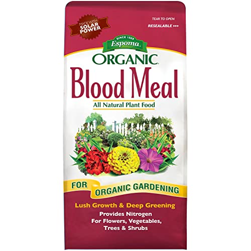 Espoma Organic Blood Meal Fertilizer 12-0-0. All-Natural Plant Food Source of Nitrogen for Organic Gardening. For Flowers, Vegetables, Trees & Shrubs. 3 lb Bag.