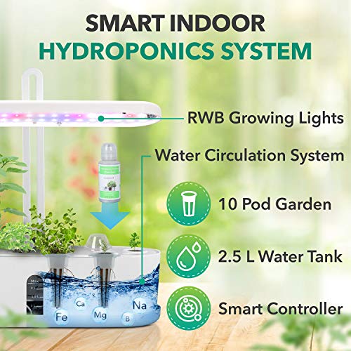 DR GOODROW Hydroponics Growing System - 10 Pods Indoor Herb Garden with Grow Light | Indoor Grow Kit for Growing Herbs, Plants & Vegetables | Soil-Free Smart Garden | LED Hydroponic Garden Plant Kit