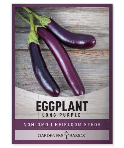 Eggplant Seeds for Planting - (Long Purple) is A Great Heirloom, Non-GMO Vegetable Variety- 500 mg Seeds Great for Outdoor Spring, Winter and Fall Gardening by Gardeners Basics