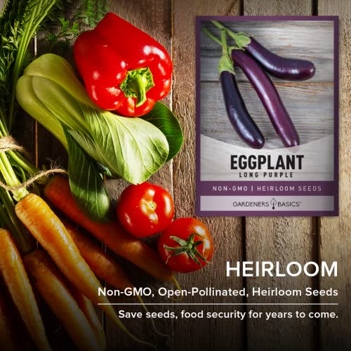 Eggplant Seeds for Planting - (Long Purple) is A Great Heirloom, Non-GMO Vegetable Variety- 500 mg Seeds Great for Outdoor Spring, Winter and Fall Gardening by Gardeners Basics