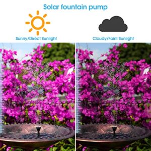 AISITIN 3.5W Solar Bird Bath Fountain Built-in 1500mAh Battery, Solar Water Fountain with 6 Nozzles, Solar Floating Fountain Pump for Bird Bath, Fish Tank, Pond, Pool, Garden and Outdoor